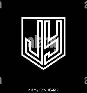 JY Letter Logo monogram shield geometric line inside shield isolated ...