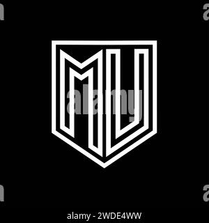 MU Letter Logo monogram shield geometric line inside shield isolated ...