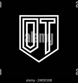OT Letter Logo monogram shield geometric line inside shield isolated ...