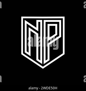 NP Letter Logo monogram shield geometric line inside shield isolated ...