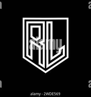 RL Letter Logo monogram shield geometric line inside shield isolated ...