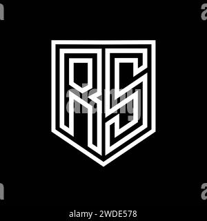 RS Letter Logo monogram shield geometric line inside shield isolated ...