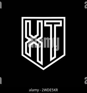 XT Letter Logo monogram shield geometric line inside shield isolated style design template Stock ...