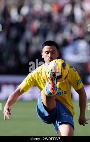 Javi Munoz of UD Las Palmas greeting the fans after winning during the ...