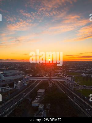 Sunset over Howth Junction & Donaghmede station Stock Photo - Alamy