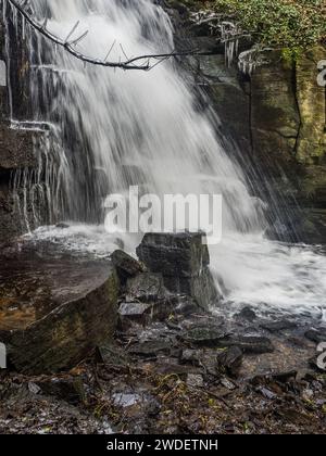 Harmby waterfall during winter Stock Photo - Alamy