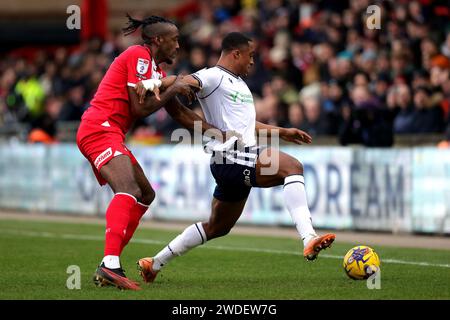 Leyton Orient’s Omar Beckles (left) with Bolton's Victor Adeboyejo ...