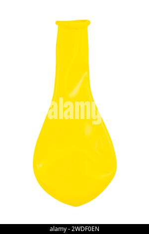 Yellow balloon without air. New colorful balloon isolated on white ...