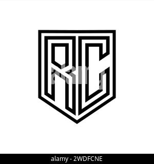 RC Letter Logo monogram shield geometric line inside shield isolated ...