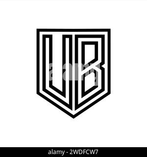 UB Letter Logo monogram shield geometric line inside shield isolated style design template Stock ...
