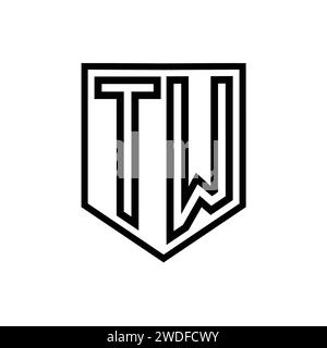 TW Letter Logo monogram shield geometric line inside shield isolated style design template Stock ...