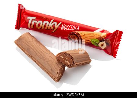 Alba, Italy - January 20, 2024: Kinder Bueno Ferrero, hazelnut-filled ...