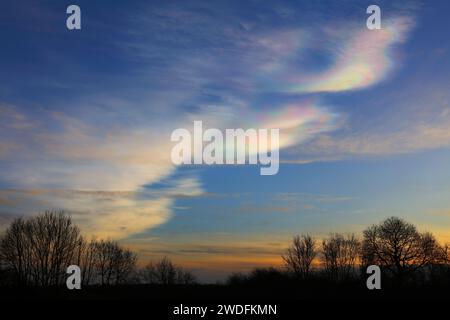 Cloudscape with rare Nacreous clouds at sunset near Ferryhill, County ...