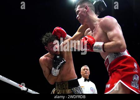 Mickey Ellison (left) in action against Aaron McKenna in the ...