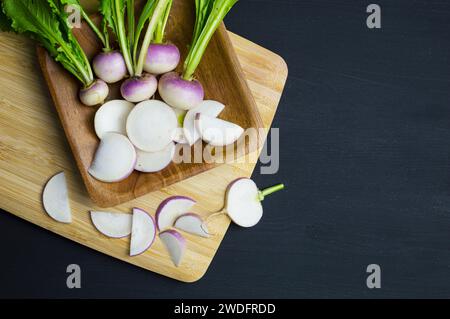 Creative and soft radish photography on black background Stock Photo ...