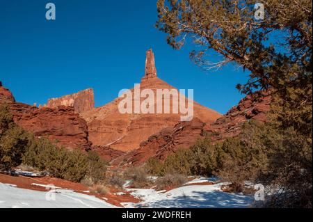 Castle Rock aka Castleton Tower near Moab, Utah. Featured prominently ...