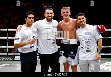 Boxer Ste Clarke (right) in action against Vasif Mamedov in the Super ...