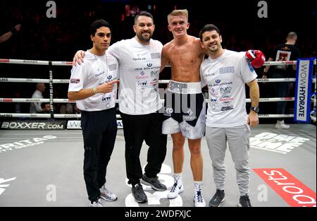 Boxer Ste Clarke (left) in action against Vasif Mamedov in the Super ...