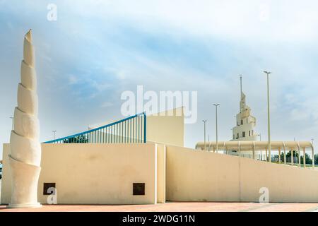 Cone monument at the artifical Murjan Island, Dammam, Saudi Arabia ...