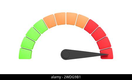 Speedometer. Isolated. Green and red. 3d illustration Stock Photo - Alamy