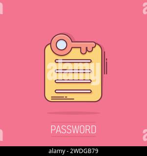 Password account icon in comic style. Keyword cartoon vector ...