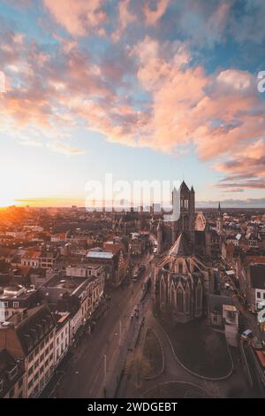 Watching the sunset over Ghent from the historic tower in the city ...