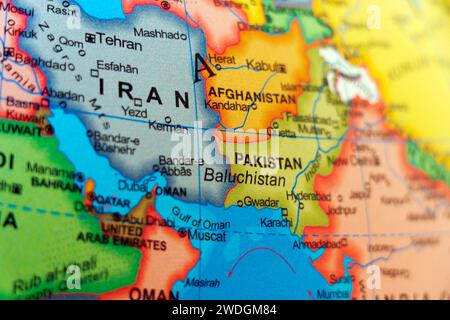 pakistan iran afghanistan border map with balochistan Stock Photo - Alamy