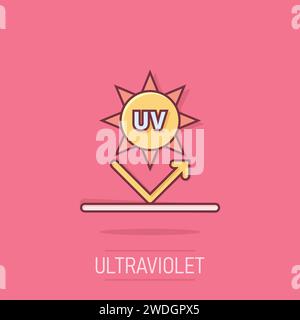 UV radiation icon in comic style. Ultraviolet cartoon vector ...