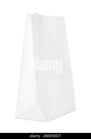 One open paper bag isolated on white Stock Photo - Alamy