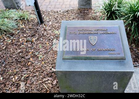 Plaque in downtown Savannah, Georgia recognizing the City Plan of ...