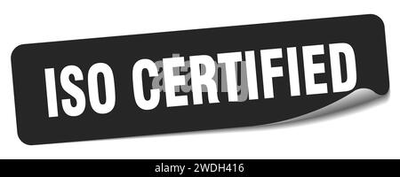 iso certified sticker. iso certified rectangular label isolated on ...