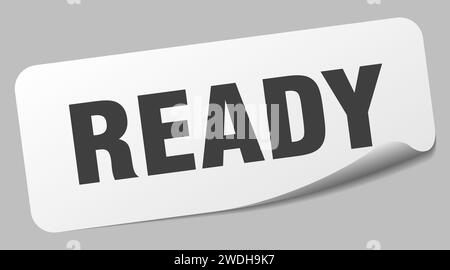 ready sticker. ready rectangular label isolated on white background ...
