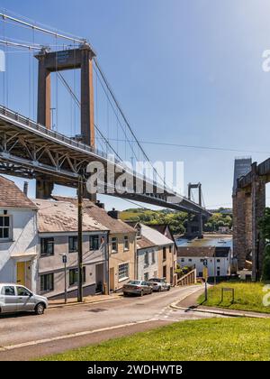 Saltash, Cornwall, England, UK - May 27, 2022: The Tamar Bridge and the ...