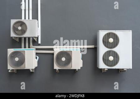 Split air conditioner installed on wooden wall Stock Photo - Alamy