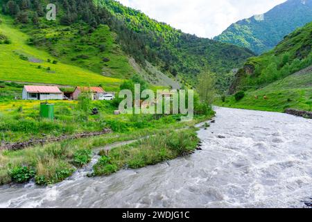 river flowing by Shatili village in Georgia Eastern Europe Stock Photo ...