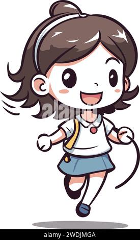 Cute Girl Running Cartoon Character illustration Stock Vector Image ...
