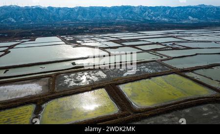 Aerial photo shows the winter scenery of Songhua River in Jilin City ...