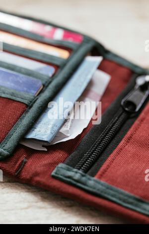 Receipts in a textile wallet Stock Photo - Alamy