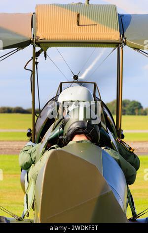 De Haviland DH82B Queen Bee Tiger Moth, G-BLUZ, from behind as it taxis ...