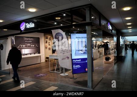 Copenhagen, Denmark /21 January 2024/.Telia internet providor shop in ...