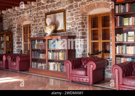 BUDVA, MONTENEGRO - FEBRUARY 7, 2016: The Library in the Citadel museum ...