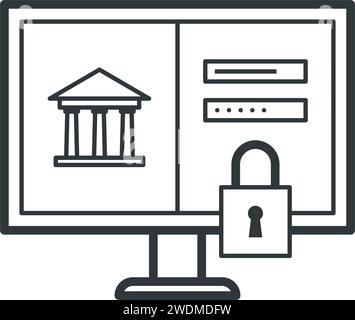 Online banking website login with lock, isolated icon Stock Vector ...