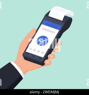 Hand holding a POS machine: successful payment Stock Vector Image & Art ...