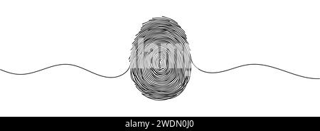 Linear drawing of a fingerprint. Continuous line drawing of biometric ...