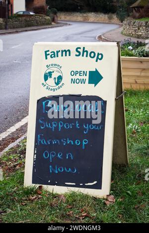 Hand-written sign for Farm Shop selling free-range farm-cooked ham in ...