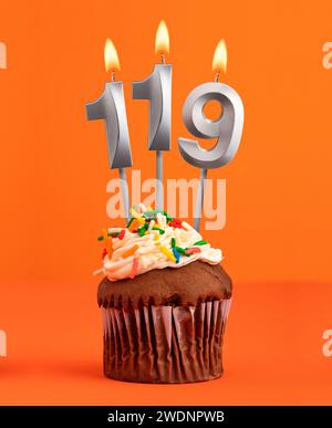 Birthday candle number 119 - Invitation card with yellow background ...