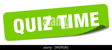 quiz time sticker. quiz time rectangular label isolated on white ...