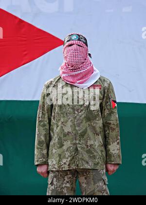 A flag of the Free Cause Party (HUDA-PAR) was unfurled at the ...