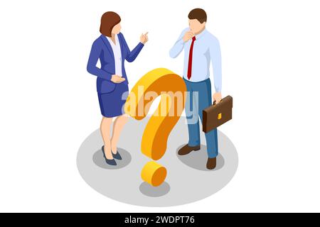 Isometric Question Marks, Message box with question, Chatbot technology ...