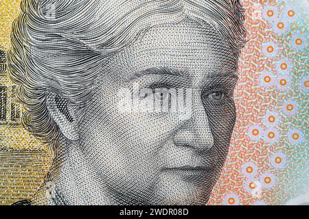Edith Cowan a closeup portrait from Australian money - Dollar Stock ...
